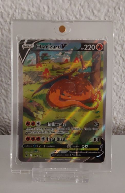 Pokemon Charizard Base V+ Magnetic Card Holder+Slider Stands (Neu ...