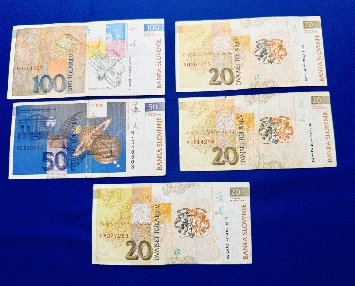 Slowenien Tolar Banknoten Set, 1992, 20, 50, 100 Tolar (Gebraucht) in ...