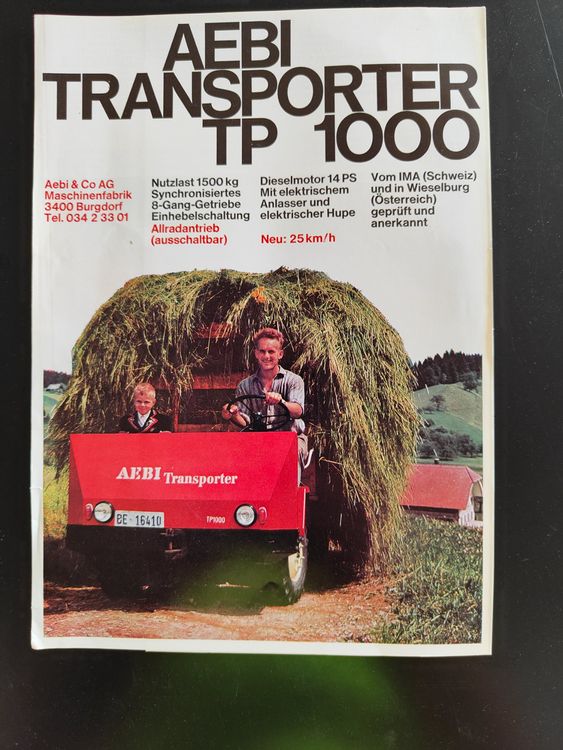 Original Prospekt Aebi Transporter TP 1000 (Gebraucht) in Langendorf für CHF 30 – mit Lieferung ...