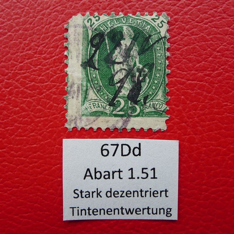 Nr. 67Dd Abart, Bild stark dezentriert! (Antik) in Sursee für CHF 5 ...