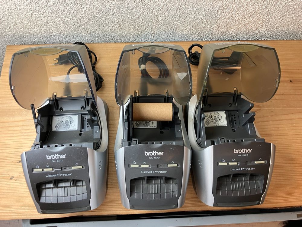 3 Stk. Brother QL-570 Etikettendrucker / Label Printer (Neu und ...