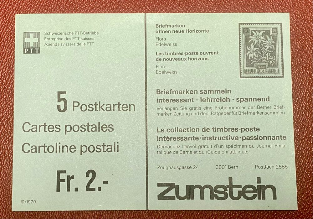 1980 - 1 PTT Postkartenheft * mit 5 PK 212 (PKH - geleimt) | Kaufen auf ...