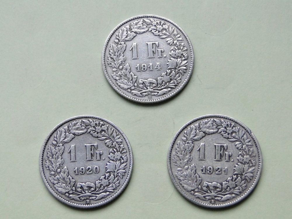 3x 1 Franken 1914 - 1920 - 1921 (Gebraucht) in Killwangen für CHF 8 – mit Lieferung auf Ricardo ...