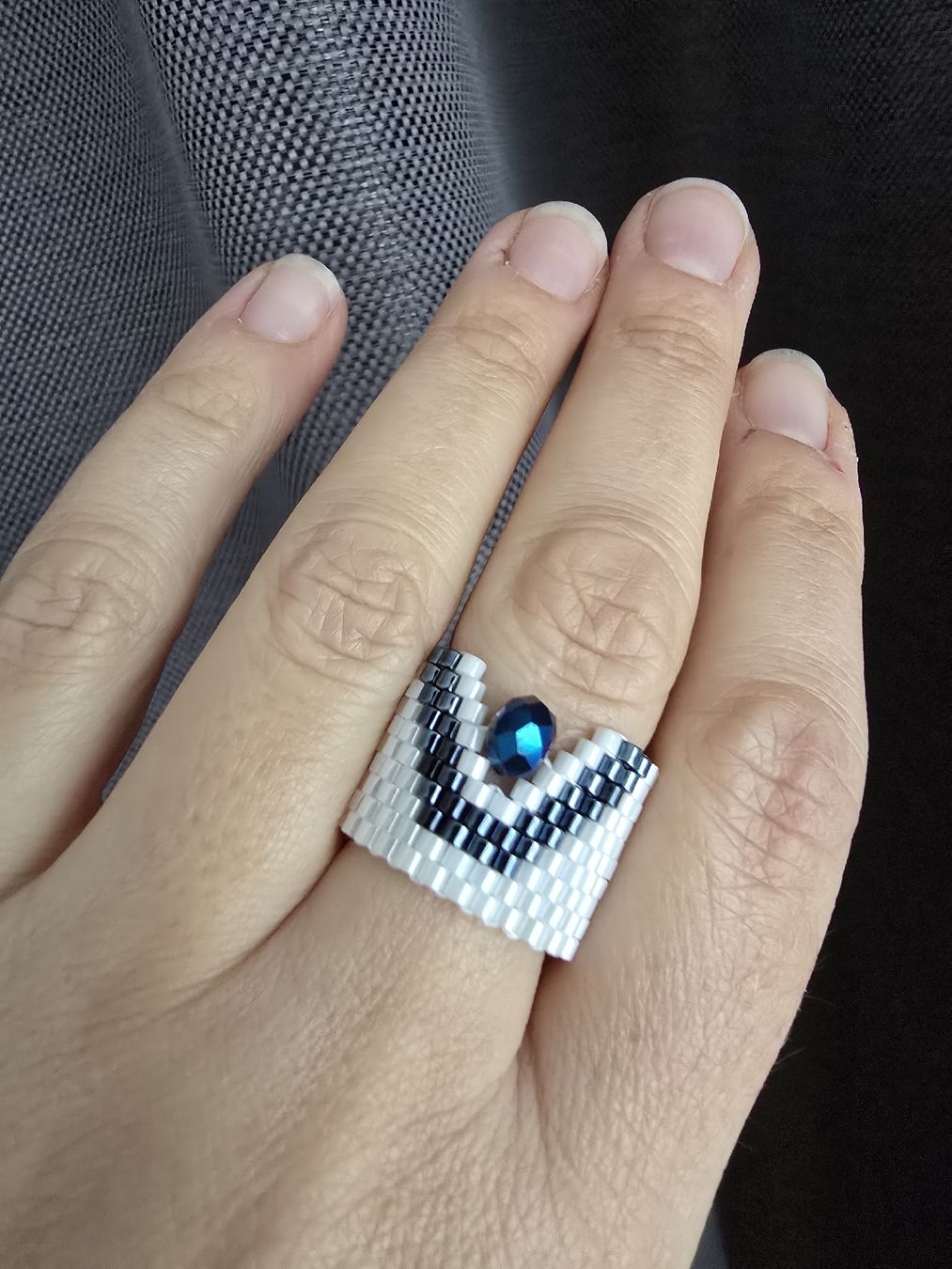 💎 Bague « V Mystique » – Perles Miyuki & cristal bleu (Neuf avec ...