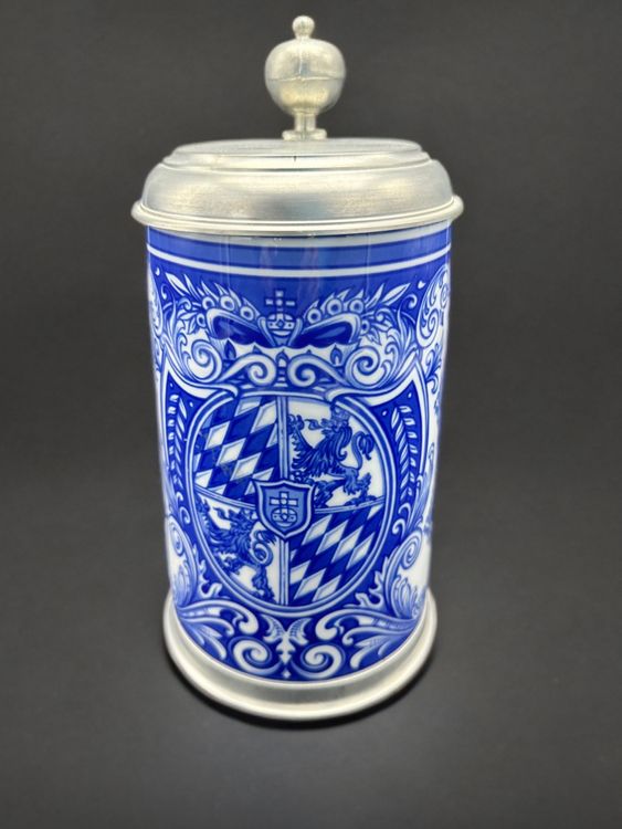 Vintage German Bayern Beer Stein, Cobalt Blue, Pewter Lid (Gebraucht ...