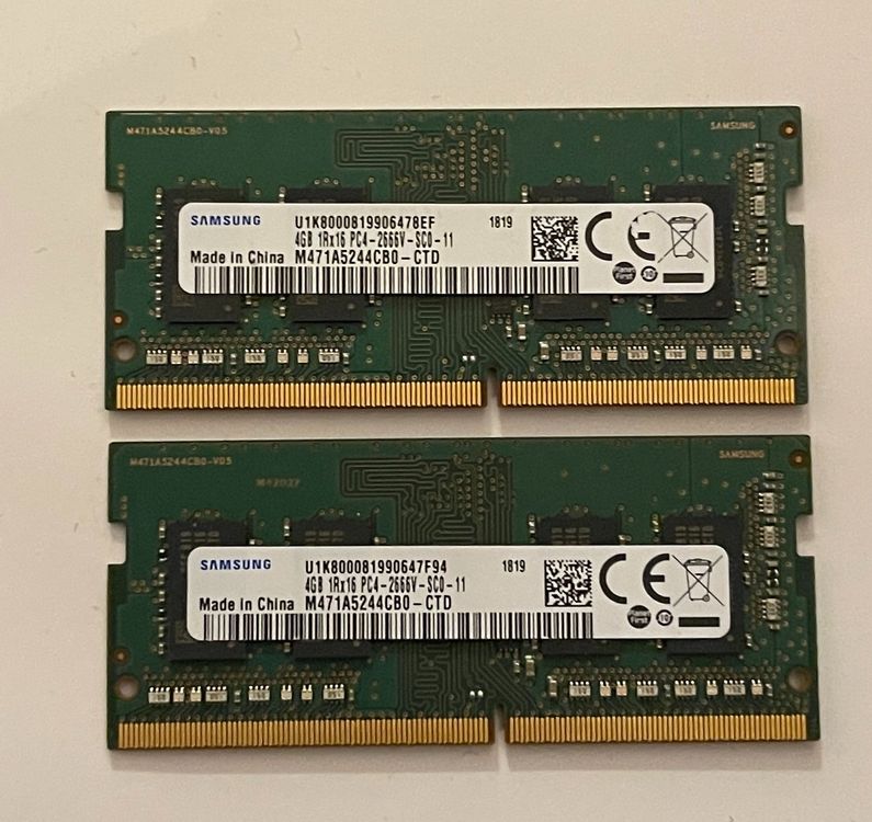 RAM Samsung 8GB (2X4GB) M471A5244CB0-CTD 2666 MHz SO-DIMM (Gebraucht ...