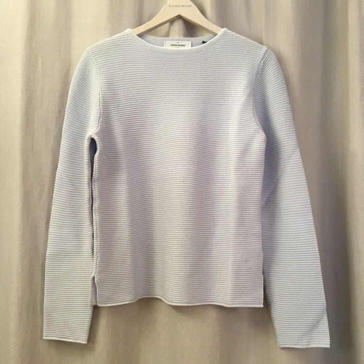 Gran Sasso feiner Ripp Strick Wolle Pullover hellblau Gr 40 | Kaufen auf Ricardo