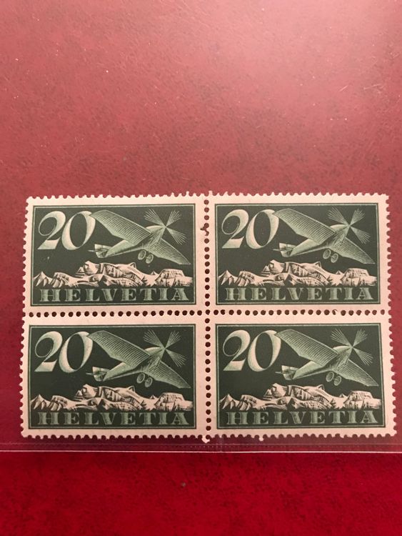 Timbre Avion 20rp Bloc De 4 F4 Neuf Papier Mélè1940 Gebraucht In