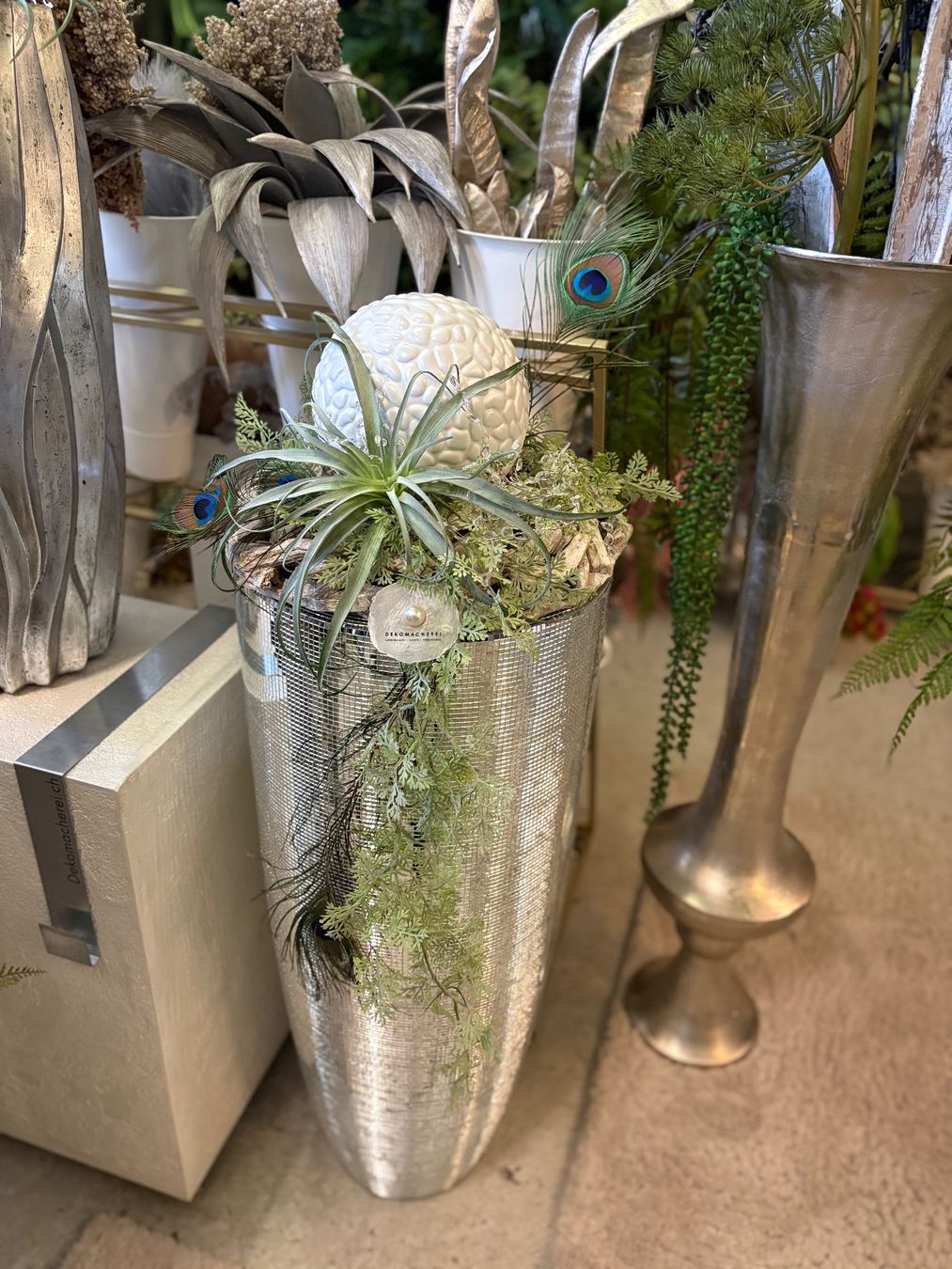 Vase Spiegel Mosaik, kl Defekt Rand, MIT Inhalt/Blumen Deko (Gebraucht ...