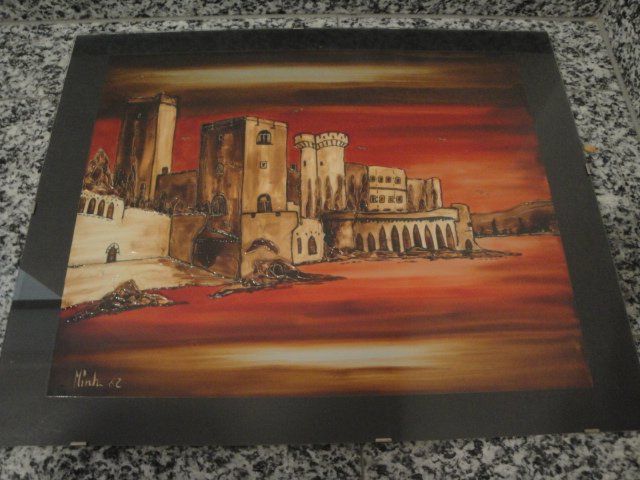 Tableau, Peinture Château Vintage sur plaque en Alu, 50 x 40 (D ...