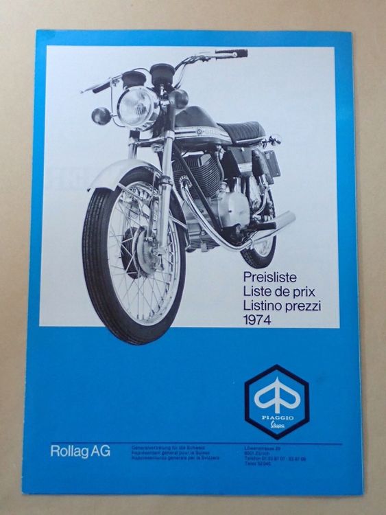 Piaggio - Preisliste 1974 Schweiz | Kaufen auf Ricardo