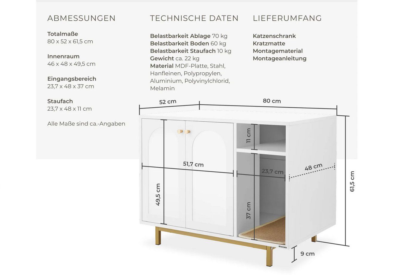 Katzenschrank Kalea seitlicher Eingang 2 grosse Flügeltüren (Neu ...
