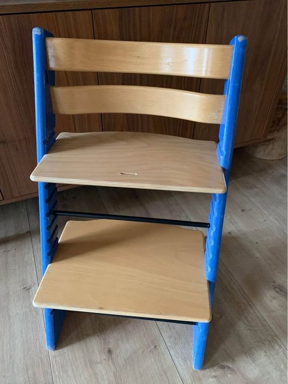 Chaise haute Stokke Tripp Trapp bleue et bois clair (Gebraucht) in ...