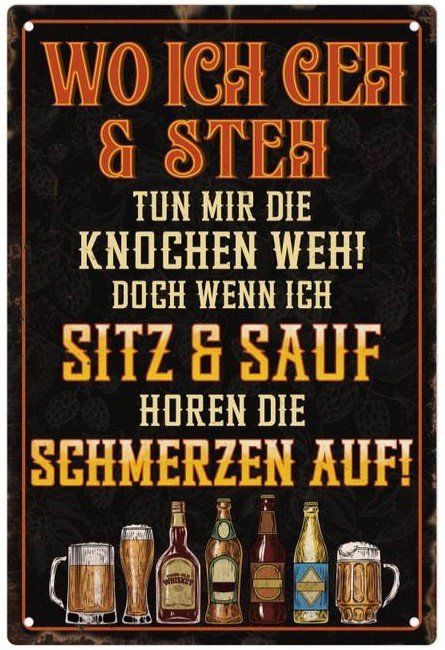 🚶‍♀️ Vintage Blech- / Metallschild: WO ICH GEH & STEH 🍺💫 (Neu und ...