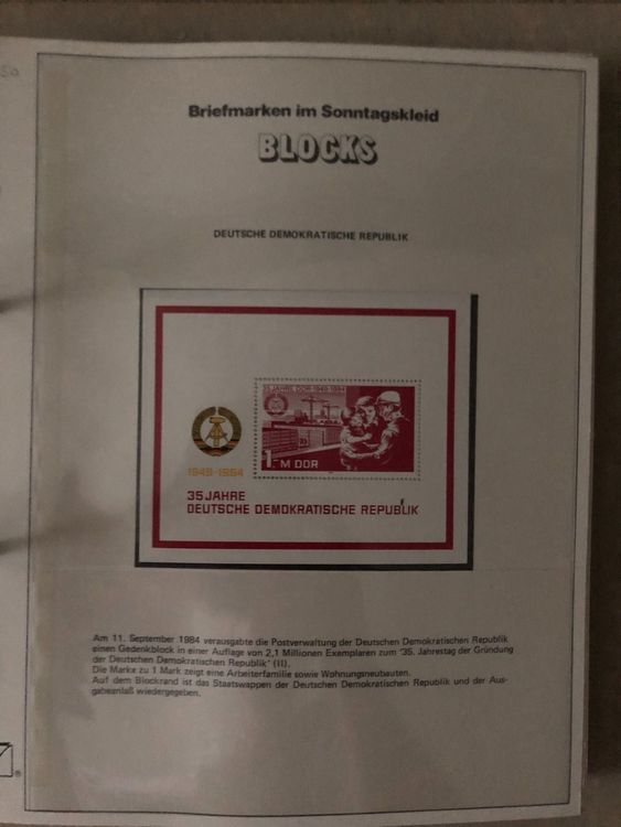 Gedenkbl. 35. Jhrt. d. Gründ. d. DDR 84 (Neu (gemäss Beschreibung)) in ...