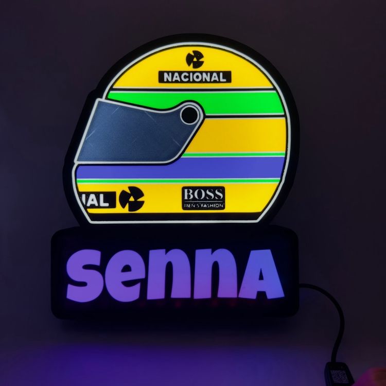 Ayrton Senna Helmet 3D Printed Night Light with RGB colors (Neu (gemäss ...