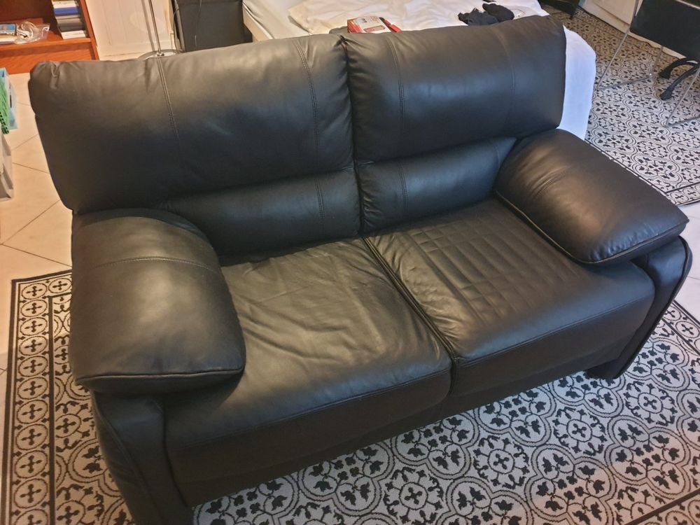 Ledercouch, 2er Sofa, schwarz (Gebraucht) in Belp für CHF 27 – nur ...