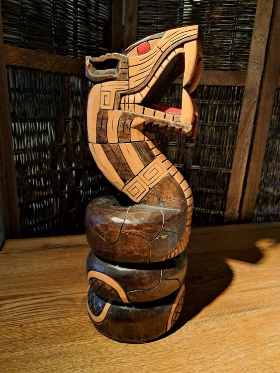 Schlange - Skulptur Holz gross - Mexiko Azteken Maya - Deko (Gebraucht) in Biel/Bienne für CHF ...