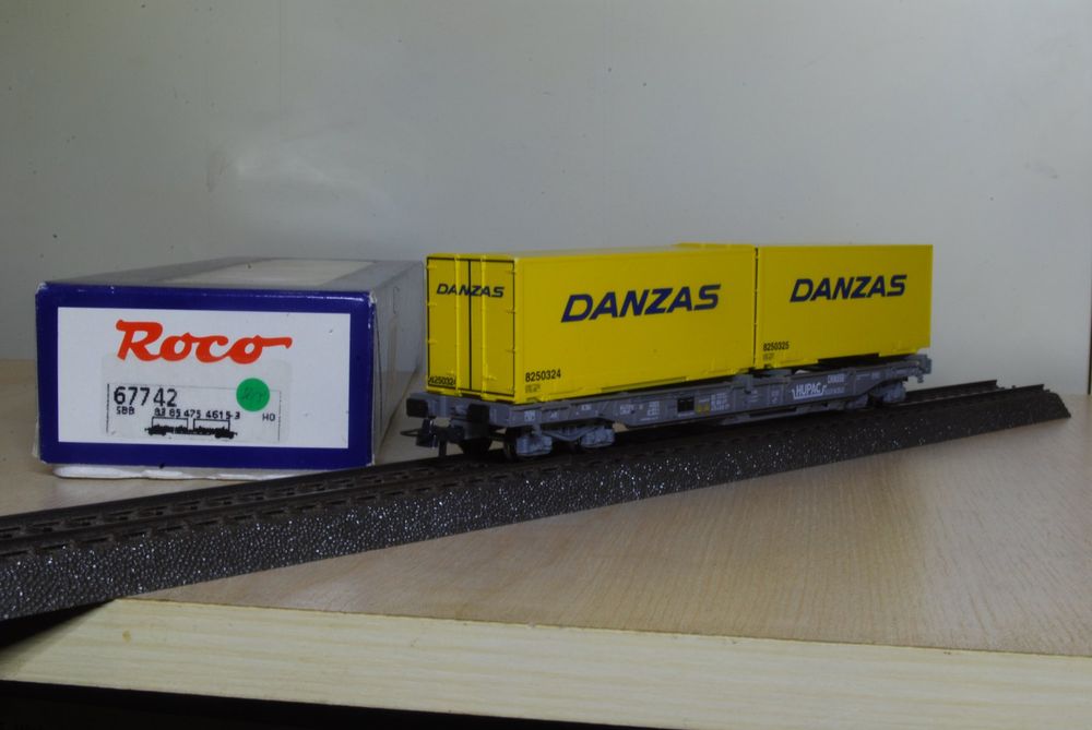 Roco 67742 SBB Hupac Tragtaschenwagen mit 2 Danzas Container | Acheter ...