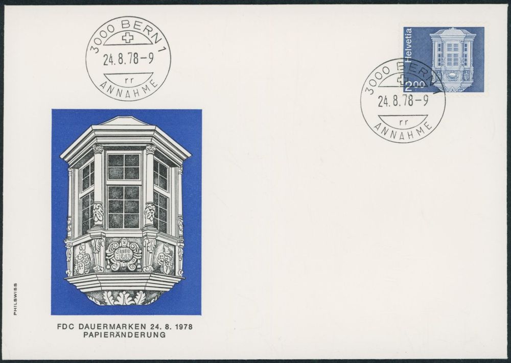 1978 - Papieränderung - Ersttagsbrief FDC U1 ET (Gebraucht) in Schindellegi für CHF 65 – mit ...
