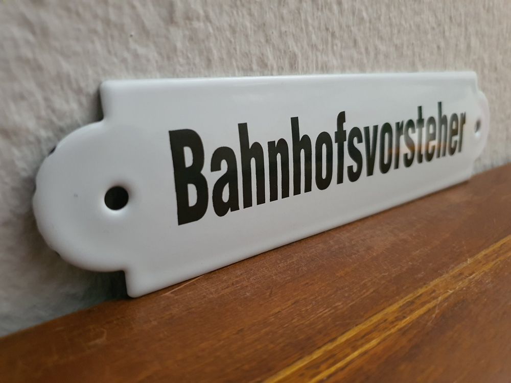 Emailschild Bahnhofsvorsteher Zug Bahn Tram Emaille Schild (Neu (gemäss Beschreibung)) in ...