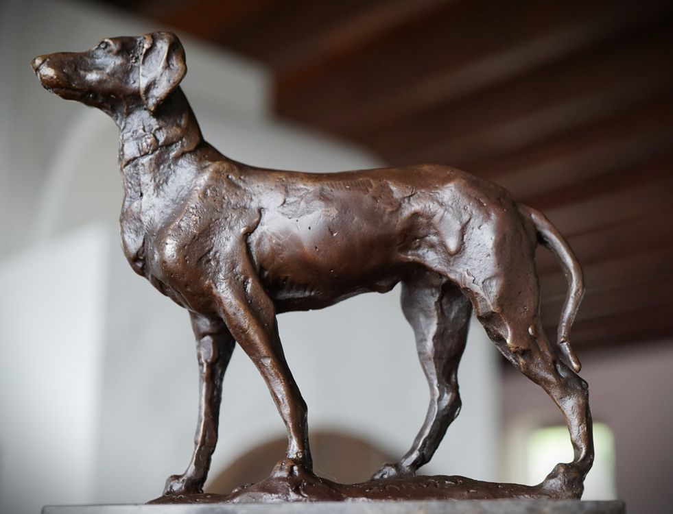 BRONZE FIGUR SKULPTUR HUND JAGD JAGEN SIGNIERT CARVIN (Gebraucht) in Vettweiß für CHF 90 – mit ...