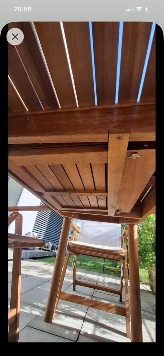 Gartentisch Akazie Oval mit 4 Stühlen und Bank guter Zustand (D ...