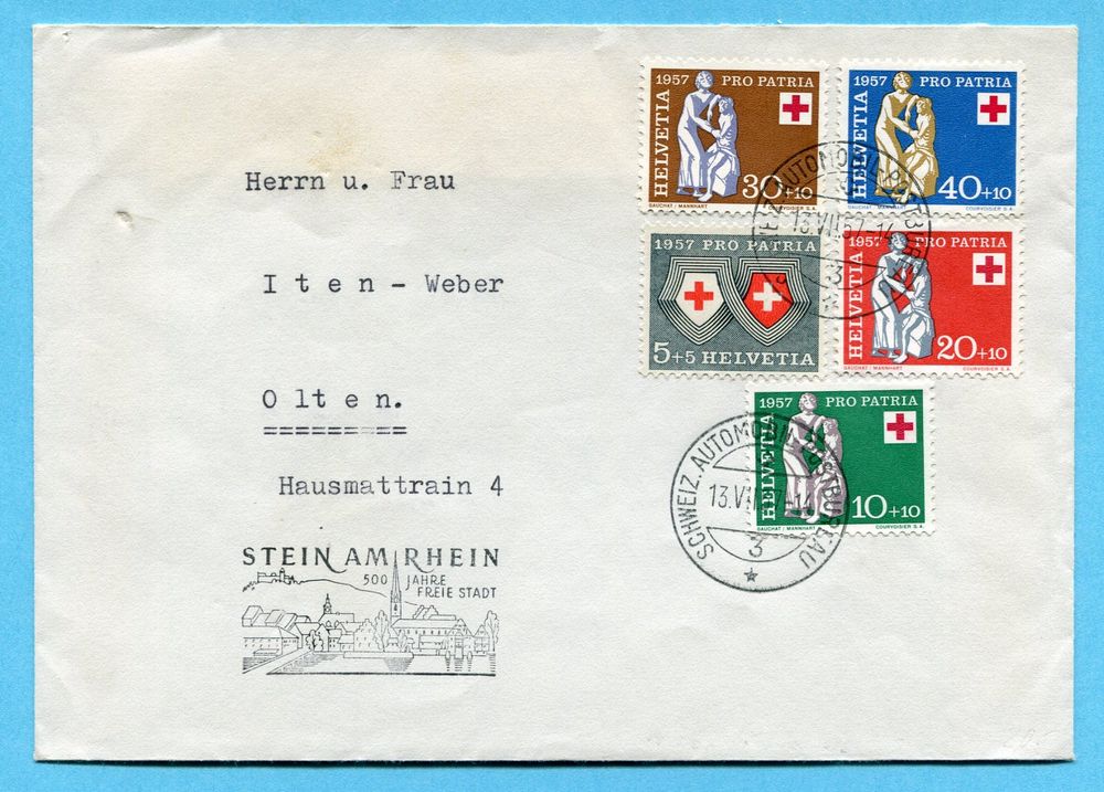 Satzbrief Pro Patria 1957 - Automobil/Stempel Stein am Rhein (Gebraucht) in Opfikon für CHF 7 ...