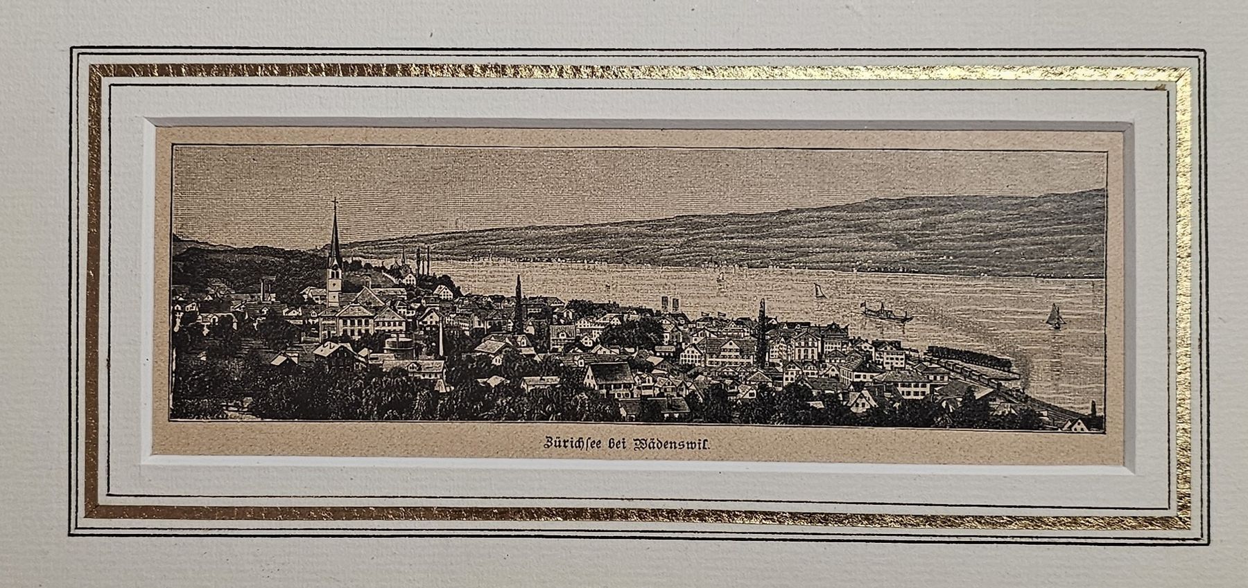Wädenswil Stich, um 1880, Maurus Waser, Zürichsee, Rarität (Neu (gemäss ...