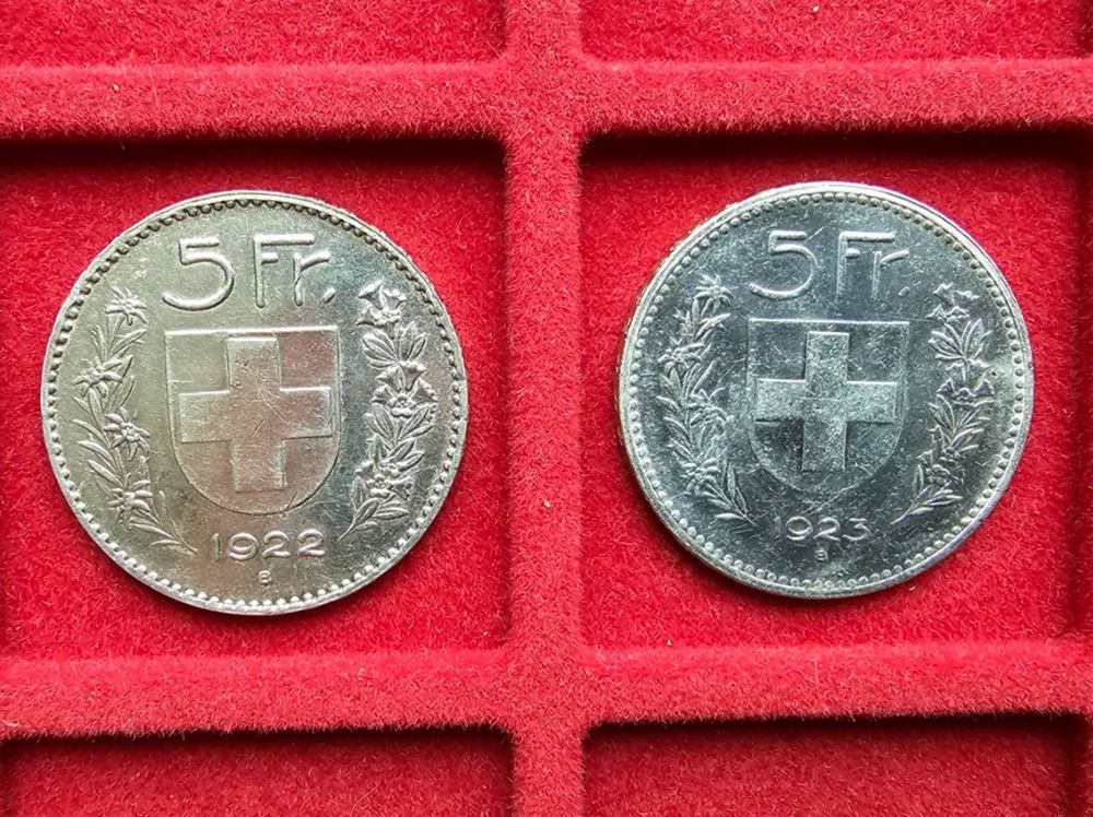 5Franken Silber 1922 und 1923 (Gebraucht) in Unterterzen für CHF 120 – mit Lieferung auf Ricardo ...