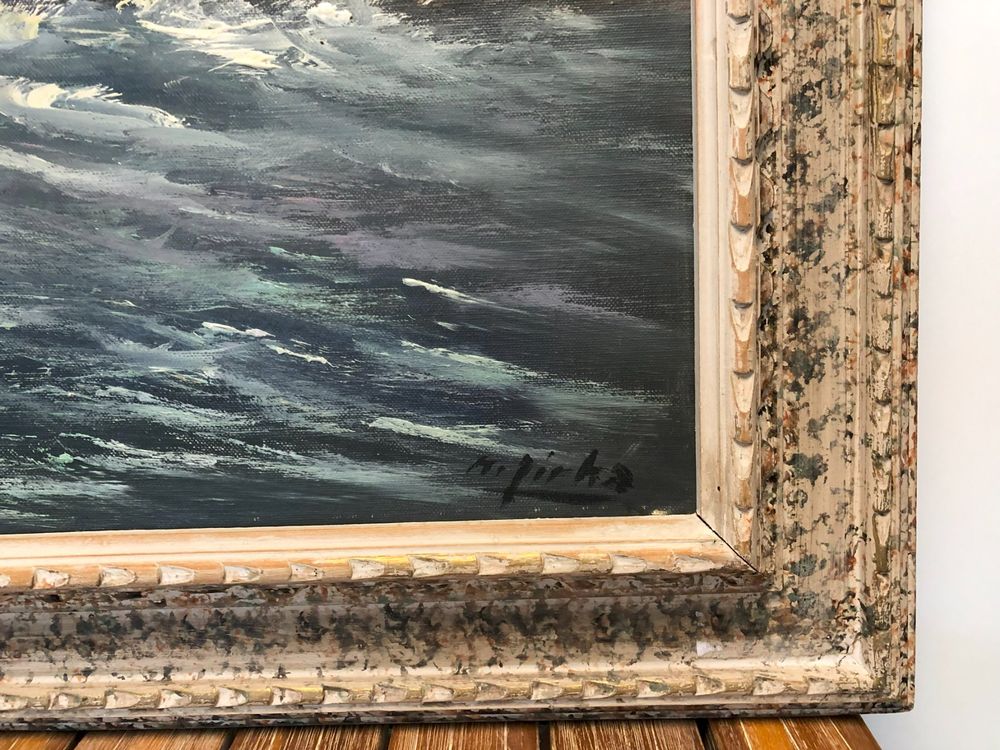 Vintage Rahmen, Meer Öl Gemälde, 84 cm breit x 64 cm hoch (Gebraucht) in Hirzel für CHF 50 – nur ...