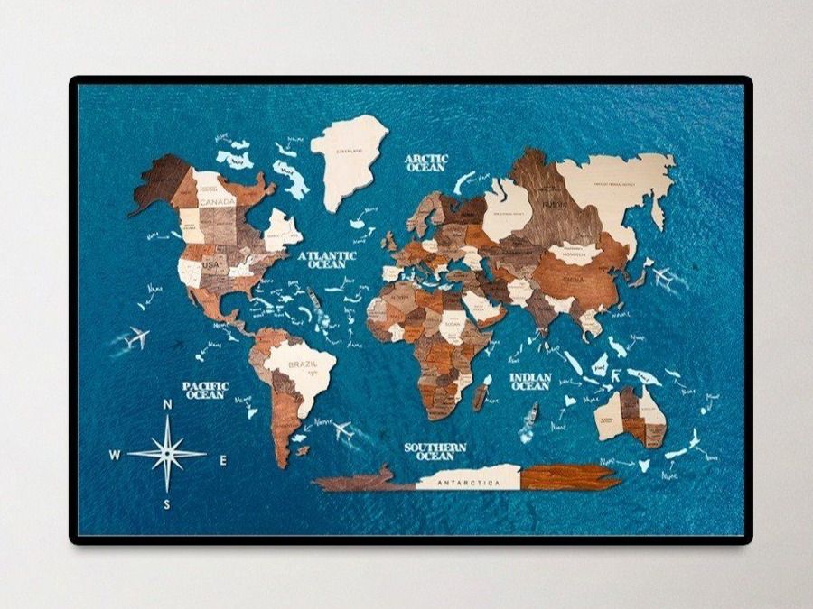 "MULTICOLOR / OCEAN" Weltkarte - Farbenfrohes Deko-Highlight | Kaufen auf Ricardo