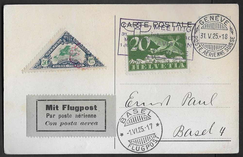 1925 Karte Flug Geneve Basel F4 Vignette Top Ab 1 Kaufen Auf Ricardo