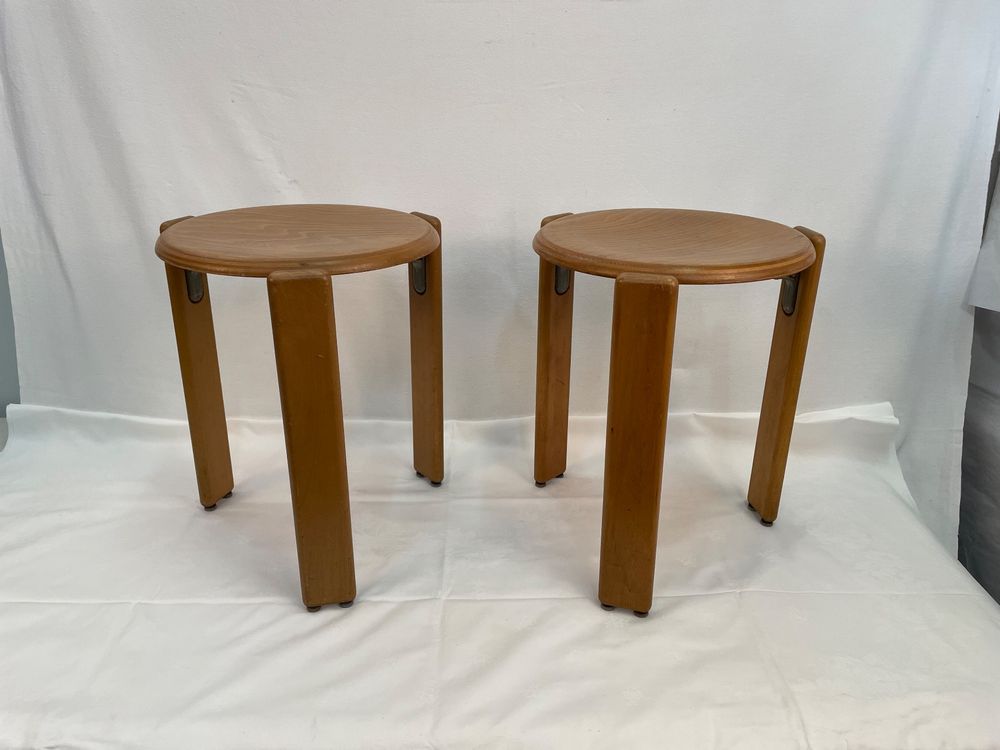 2x Bruno Rey Dreibein Hocker Buche vintage Holzhocker | Kaufen auf Ricardo