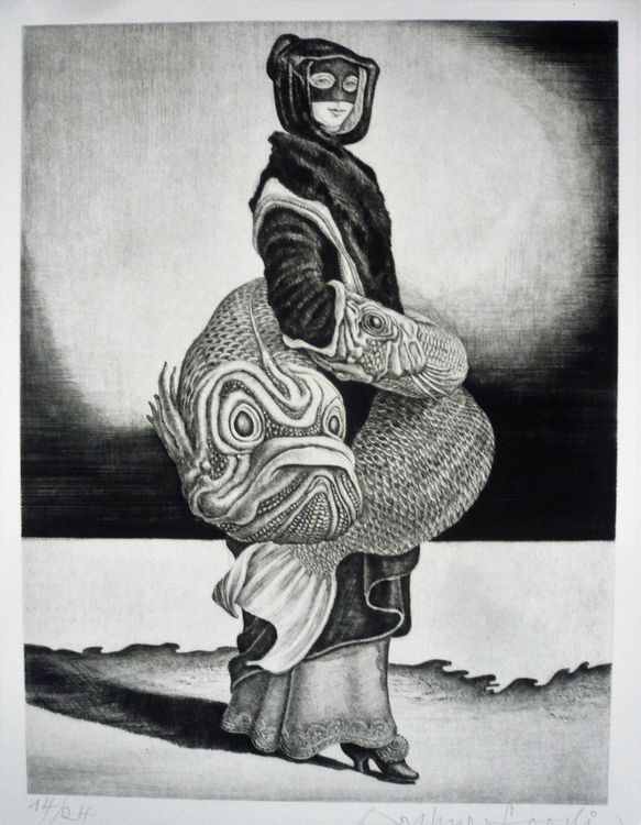 Arthur LOOSLI, FischDame, Lithografie (Gebraucht) in Oberhofen am ...