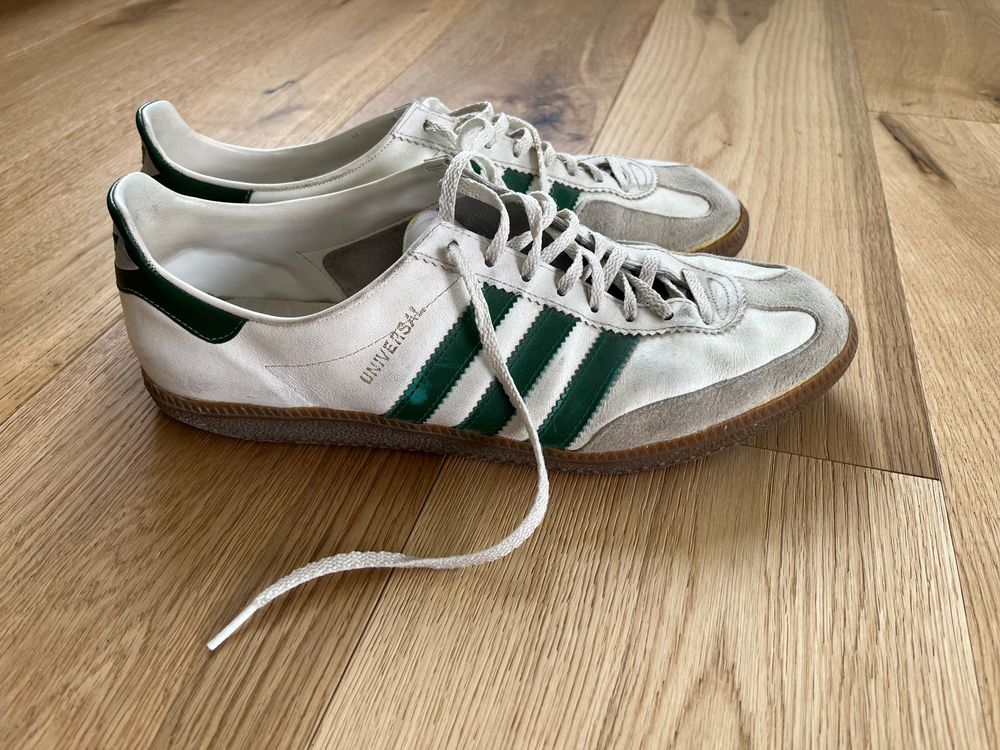 Original Vintage Adidas Universal Gr. 44 Weiss/Grün BRD (Gebraucht) in ...