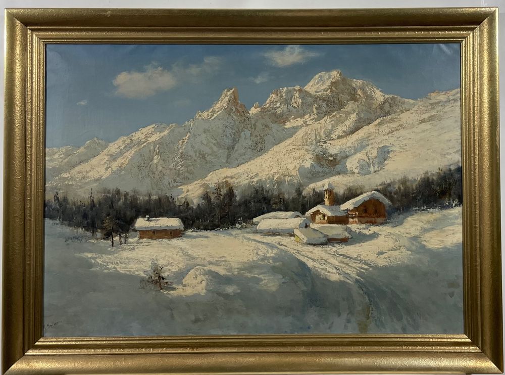 Grosses Top Winterlandschaft Gemälde Signiert | Kaufen auf Ricardo