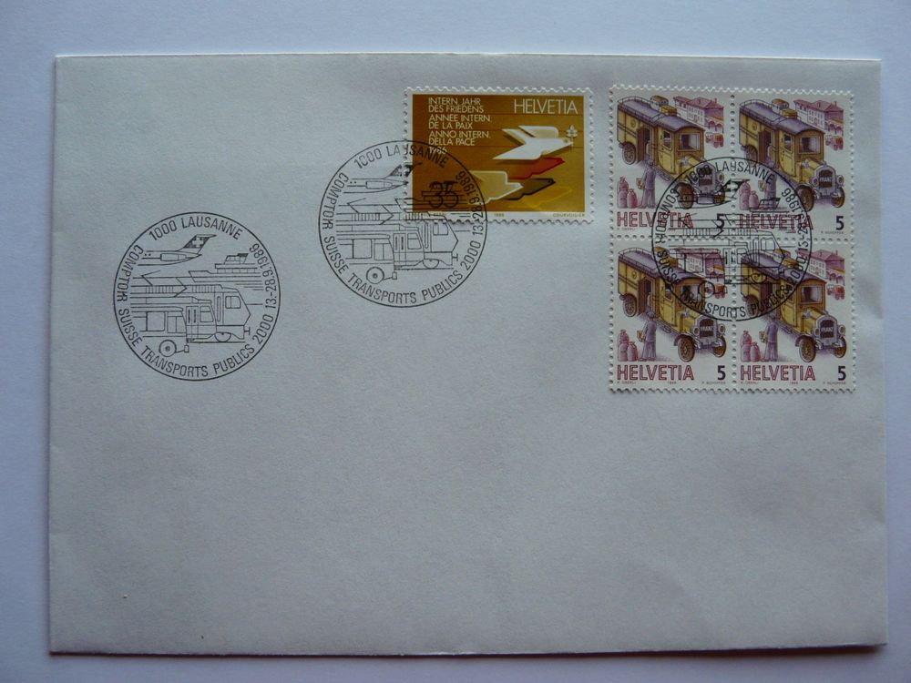 Umschlag Comptoir Suisse Lausanne 1986; 4-er Block Gest. (Gebraucht) in ...