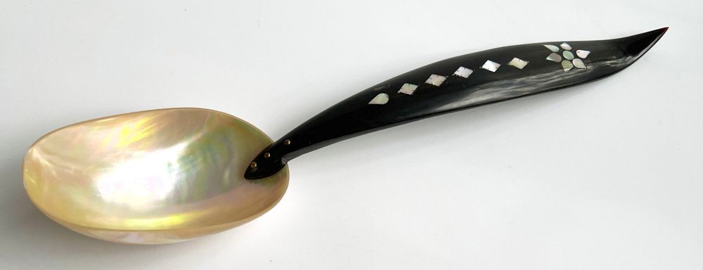 PERLMUTT KAVIER- LÖFFEL*MIT INLAY AUF DEM SCHWARZEN HORN | Kaufen auf ...