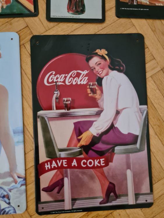 6er Set Coca-Cola Blechschilder Retro Vintage (Pin-up) (Gebraucht) in ...