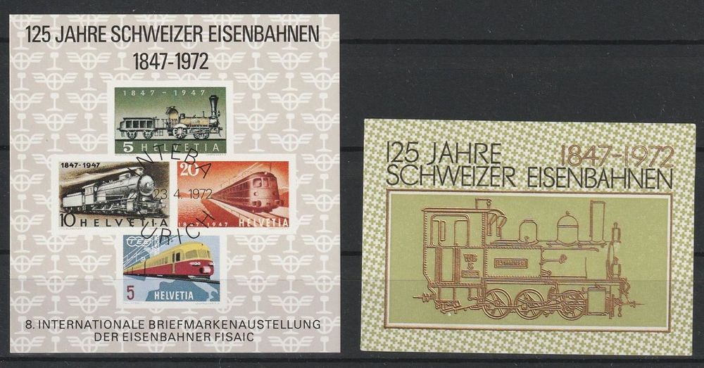 1972, 2 Vignetten "125 Jahre CH Eisenbahn", ab 1.- (Neu (gemäss Beschreibung)) in Turgi für CHF ...