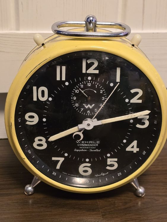 Vintage WEHRLE Commander Alarm Clock Yellow Mid Century | Kaufen auf ...