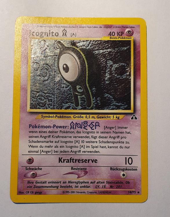 Pokémonkarte Icognito Holo 14/75 DE, 1995-2001 (Gebraucht) in Jona für ...