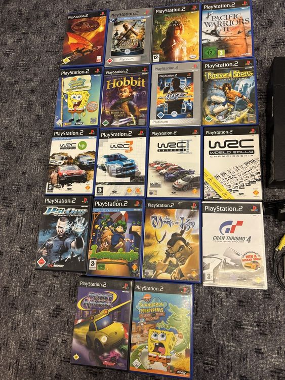 PlayStation 2 mit 18 Spielen, Memory Card, Controller (Gebraucht) in ...