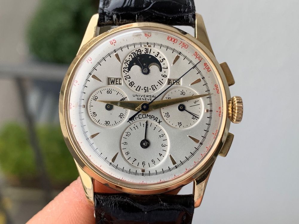 UNIVERSAL GENEVE TRI-COMPAX 14K GOLD | Kaufen auf Ricardo