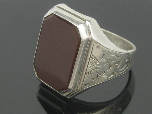 Antik Ring Siegelring Silber 835 floral ziseliert Karneol | Kaufen auf ...