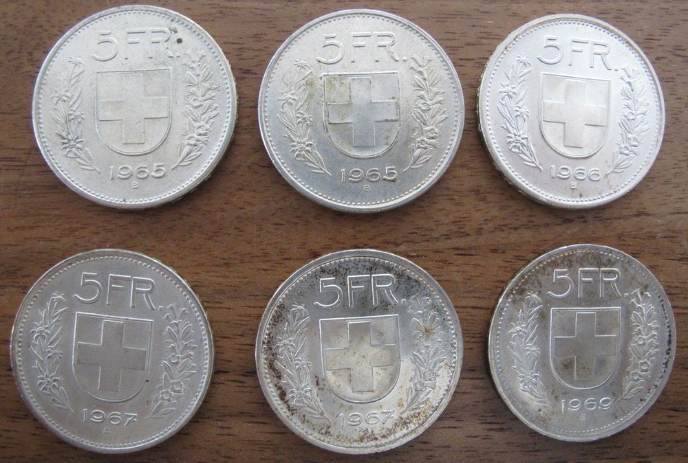 5 Franken: 1965, 1966, 1967, 1969, 6x (Gebraucht) in Solothurn für CHF 56 – mit Lieferung auf ...