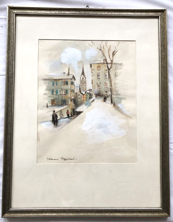 Hans Soppera (1900-1963) - Aquarell - Niederdorf im Winter (Gebraucht ...