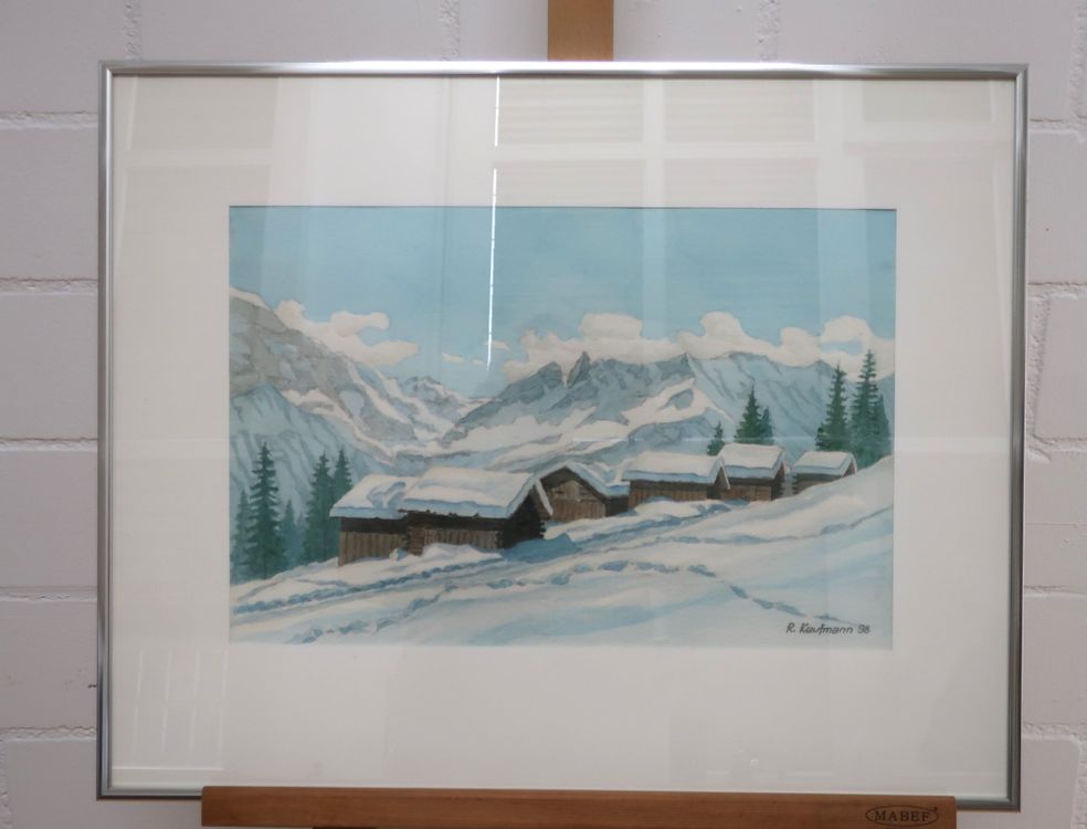 Aquarell von Ruedi Kaufmann Winter in Elm | Kaufen auf Ricardo