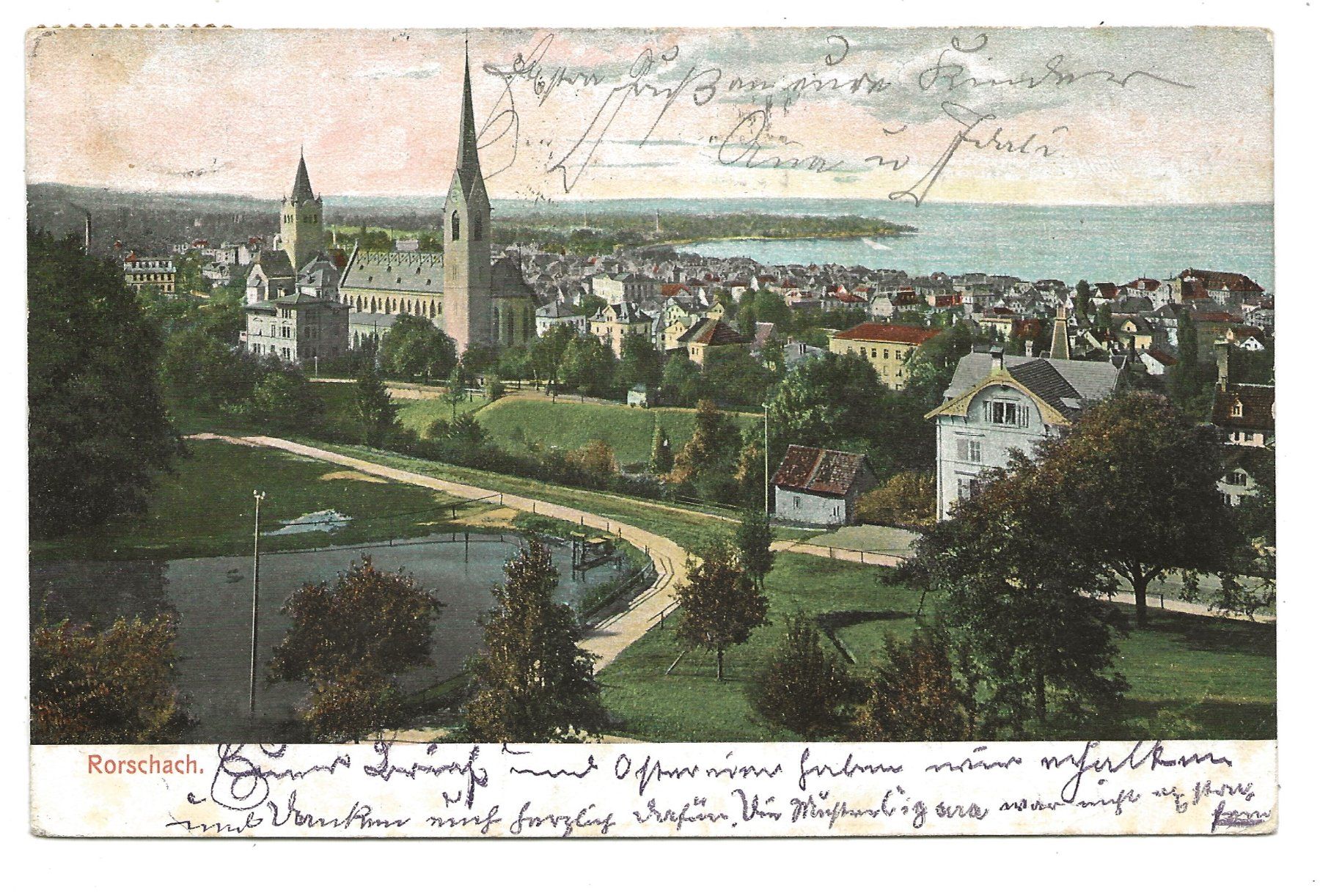 Rorschach am Bodensee (SG) Partie mit beiden Kirchen - 1906 (Gebraucht ...